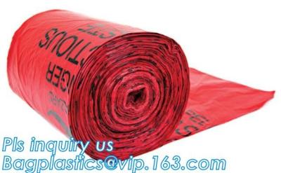 China Large Capacity Red Biohazardous Disposal Medical Waste Plastic Trash Bags on Roll, High temperature resistance 120C Bioh for sale