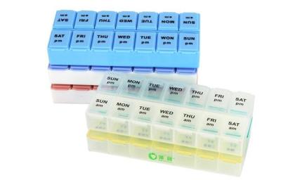China A week multi-function cabinet shape pill container 4 times daily, Random color plastic pill containers 7 compartments dr for sale