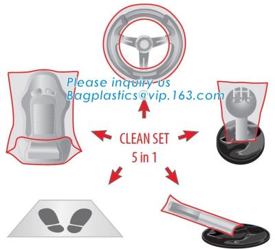 China Protective automobile products steering wheel cover, Protector set steering wheel gearstick airbrake seat cover foot mat for sale
