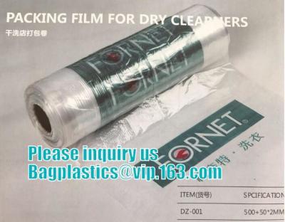 China Clear Polythene 21x4x54'',0.8mil Dry Cleaning Bags and Perforated Plastic Bags on Roll with Custom Printing for Laundry for sale
