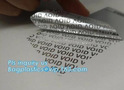 China open void security label/ material, warranty sticker void if tampered,Serial Number Barcode Security Warranty VOID Stick for sale