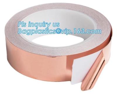 China Conductive copper foil tape 25m 50m for EMI shielding welding, electrical maintenance conductive copper foil tape bageas for sale