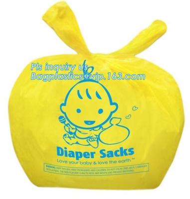 China Nappy Sacks, Biodegradable Compostable Scented High Quality HDPE Plastic Baby Nappy Sacks Baby Diaper Bags with Tie Hand for sale