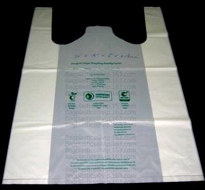 China Starch Biodegradable T Shirt Bags Made Of PLA PBAT, 100% Biodegradable & Compostable,T-Shirt Shopping Bags, DOLLAR STORE for sale