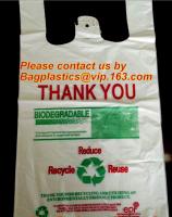 China Biodegradable Bags With Handles, Eco Friendly Thank You Grocery Bags T-Shirt Reusable And Disposable Grocery Bags for sale