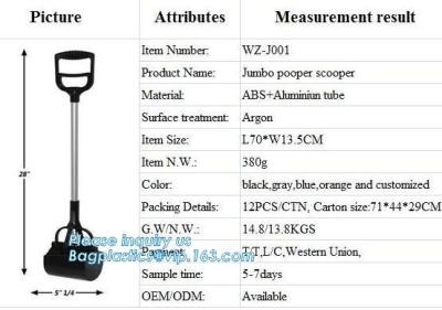 China Jumbo pooper scooper, Indoor/Outdoor Long Handle Pet Dog Poop Scoop With Pickup Waste Bag, Custom Foldable New Dog Scoop for sale