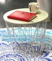 China Commercial use stylish marble top metal wire square coffee table, Steel wire coffee table, high end solid wood table top for sale