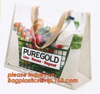 China Premium eco wholesale custom print laminated gold metallic polypropylene woven tote bag,grocery Fabric Tote PP Woven Sho for sale