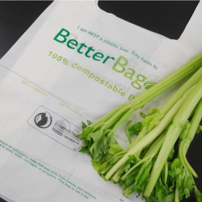 China 100%Biodegradable And Compostable T-Shirt Bags/Vest Carrier PE Plastic Bag, Vest Carrier Plastic T-Shirt Shopping Bag for sale