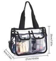 China Multifunctional Large Capacity Travel Handle Make Up Clear PVC Cosmetic Bag, HoloGraphic cosmetic bag for sale