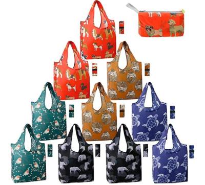 China Foldable Grocery Totes, Pocket Eco Friendly Polyester Waterproof And Lightweight Sturdy Machine Washable Cloth Bags for sale