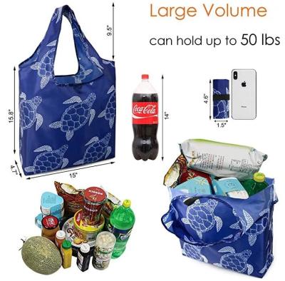 China Grocery Tote Bags Foldable Into Attached Pouch, Waterproof Reusable Gift Bags, Washable, Durable And Lightweight for sale