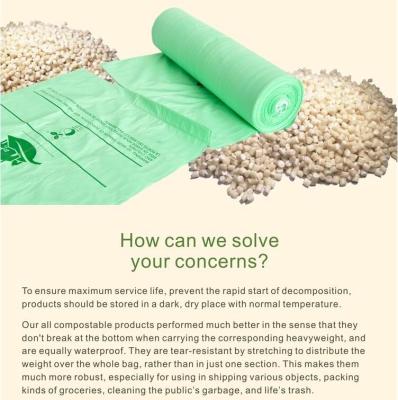China Starch Compostable Disposable Biodegradable Plastic Custom Printed Flat Garbage Bag, Compostable Bags Heavy Duty 25KG for sale