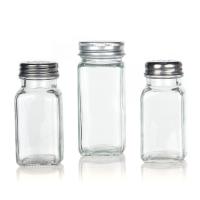 China Glass Salt and Pepper Shaker Container 4OZ Glass Spice Jar Containers With Labels for sale