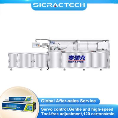 China Automatic Toothpaste Cartoning Machine with High-Speed Rotary Erecting and Dynamic Checkweighing Rejection for sale