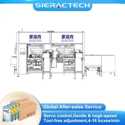 China Automatic Large Pouch Laundry Detergent Case Packing Machine with Robotic Soft-Landing Technology for sale