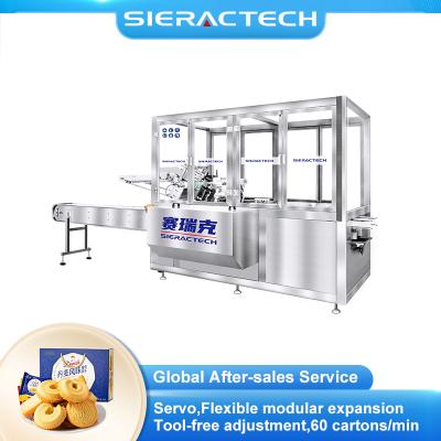 China Automatic Small Sachet Pesticide Cartoning Machine with Continuous Dual-Pusher Feeding and Rotary Carton Opening for sale
