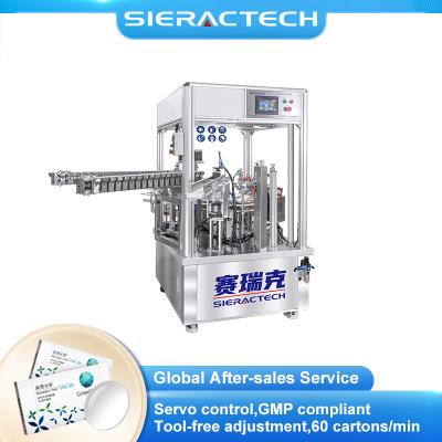 China Automatic Eyeglass Lens Vertical Cartoning Machine with Multi-Material Feeding and Precision Drop Loading System for sale