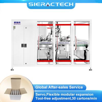 China Automatic Glue Vertical Cartoning Machine with Servo Feeding and Continuous Rotary Cartoning System for sale