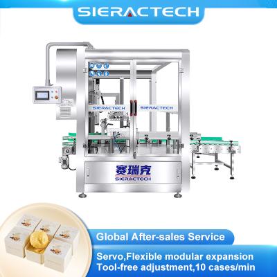 China Automatic Ice Cream Box Case Packing Machine with Servo Collation and Robotic Case Loading System for sale