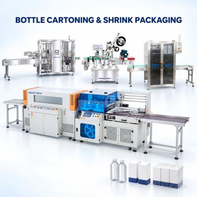 China Bottle Cartoning and Shrink Packaging Line with Integrated Controls for sale
