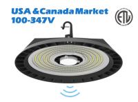 China Warehouse 200W UFO Round Led High Bay 130LPW Efficiency With Motion Sensor for sale