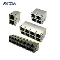 China Female Right Angle RJ45 Jack Connector - 4 Port Double Layer PCB Mount with 1.5A 125V Rating for sale