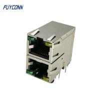 China Female Right Angle RJ45 Jack Connector - 4 Port Double Layer PCB Mount with 1.5A 125V Rating for sale
