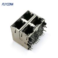 China Female Right Angle RJ45 Jack Connector - 4 Port Double Layer PCB Mount with 1.5A 125V Rating for sale