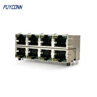 China Female Right Angle RJ45 Jack Connector - 4 Port Double Layer PCB Mount with 1.5A 125V Rating for sale