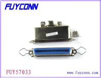 China 14-50 Pin Solder Type Ribbon Cable Connector with Straight Metal Hood 2.16mm Pitch for sale