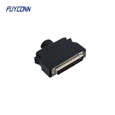 China 50 Pin Solder MDR Male SCSI Cable Connector Straight Plastic Cover 1.27mm for sale