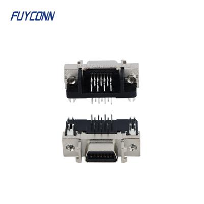 China 14 Pin SCSI Connector Right Angle Female PCB Zinc Alloy Shell 1.27mm Pitch for sale