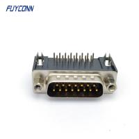 China Right Angle PCB D-SUB Connector Male Plug 15 Pin with 9.4mm Mounting Distance for Industrial Applications for sale