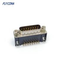 China Right Angle PCB D-SUB Connector Male Plug 15 Pin with 9.4mm Mounting Distance for Industrial Applications for sale
