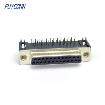 China 25-Pin Female D-SUB Right Angle PCB Connector 8.08mm Height with PBT Housing for Industrial Applications for sale