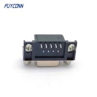 China 9-Pin D-SUB Right Angle PCB Female Connector 8.08mm with Rivet & Lock Screws for RS-232 Applications for sale