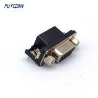 China 9-Pin D-SUB Right Angle PCB Female Connector 8.08mm with Rivet & Lock Screws for RS-232 Applications for sale