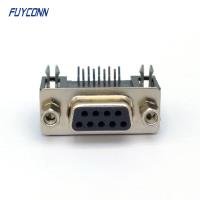 China 9-Pin D-SUB Right Angle PCB Female Connector 8.08mm with Rivet & Lock Screws for RS-232 Applications for sale
