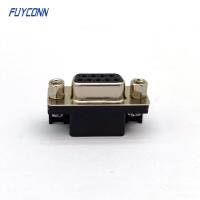 China 9-Pin D-SUB Right Angle PCB Female Connector 8.08mm with Rivet & Lock Screws for RS-232 Applications for sale