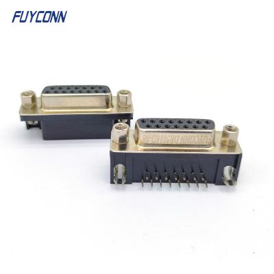 China 15-Pin Right Angle D-sub Female PCB Connector with 8.08mm Spacing - 9/15/25/37 Pin Options for sale