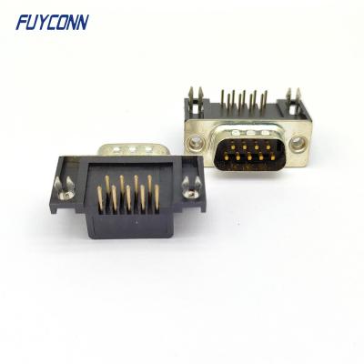 China 9 Pin Right Angle Male D-sub Connector PCB Mount 8.08mm Spacing for RS-232 Serial Communication for sale