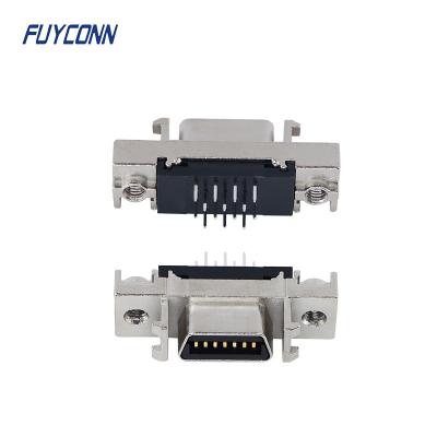 China 14pin Female Servo Connector MDR PCB Straight SCSI Connector Zinc Alloy Shell 1.27mm Pitch for sale