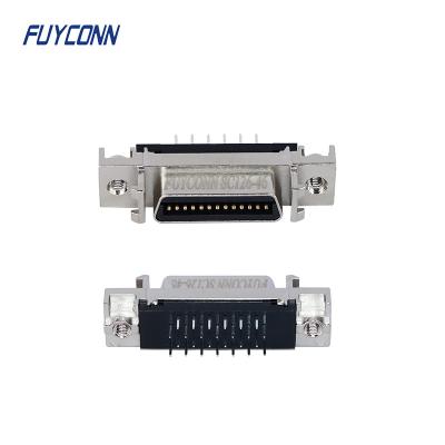China SCSI 26pin Female MDR Connector Zinc Alloy Shell 1.27mm Pitch Right Angle for sale