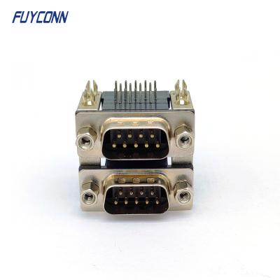 China Male to Male D SUB Connector 9 15 25 37 Pin Twins DB Right Angle PBT for sale