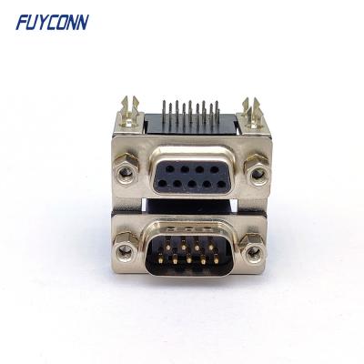 China Male to Female Twins D-SUB Connector 9P-9P 15P-15P 25P-25P 37P-37P Right Angle PCB for sale