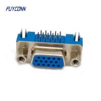 China 15-Pin High Density D-Sub Connector Right Angle PCB Female 3.08mm Pitch PBT Material for sale