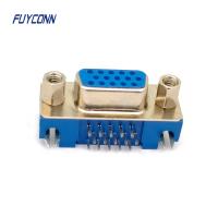 China 15-Pin High Density D-Sub Connector Right Angle PCB Female 3.08mm Pitch PBT Material for sale