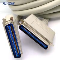 China IEEE-1284 50-Pin Centronics Parallel Printer Cable - 25-Pair Male to Male Solder Cup Connector with 90° Metal Cover for sale