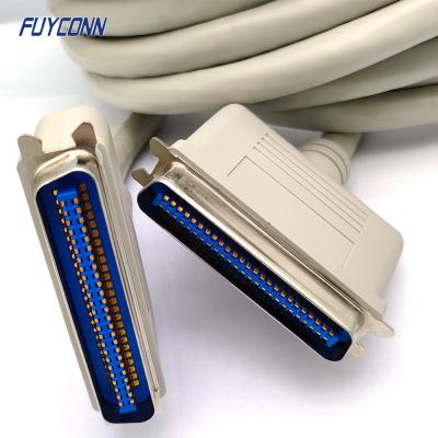 China IEEE-1284 50-Pin Centronics Parallel Printer Cable - 25-Pair Male to Male Solder Cup Connector with 90° Metal Cover for sale